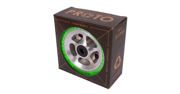 Proto Sliders Starbright 110mm green on raw scooter wheels, 2 pcs.